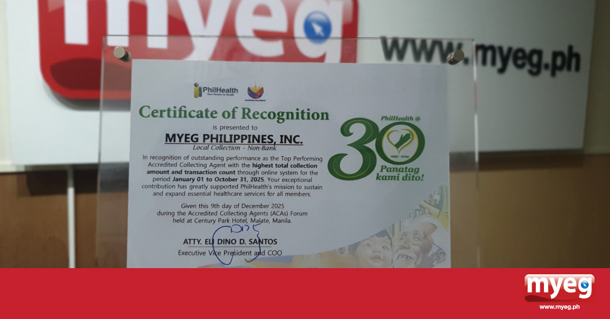 MYEG PH Earns PhilHealth Top Collecting Agent Recognition